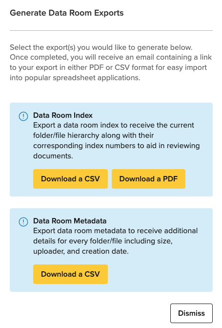 Download the Data Room Index and Metadata – SRS Acquiom Support